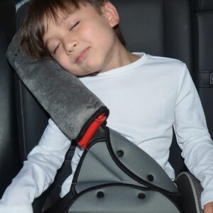 Seat Belt Adjuster and Pillow and Cover with Clip for Kids Travel with Baby on Board Decal Sticker, Neck Support Headrest Child and Short Adult, Car Seat Strap Cushion Pads for Baby Kids