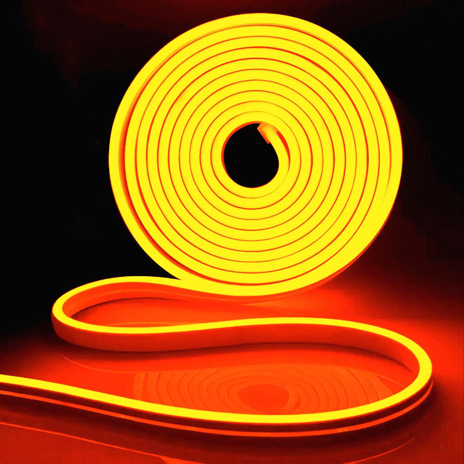 iNextStation Neon Led Strip Lights Orange, 16.4ft/5m Neon Light Strip 12V Silicone Waterproof Flexible LED Neon Lights for Bedroom Festival Party Neon Sign DIY Decor (Power Adapter not Included)