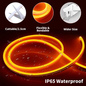 iNextStation Neon Led Strip Lights Orange, 16.4ft/5m Neon Light Strip 12V Silicone Waterproof Flexible LED Neon Lights for Bedroom Festival Party Neon Sign DIY Decor (Power Adapter not Included)