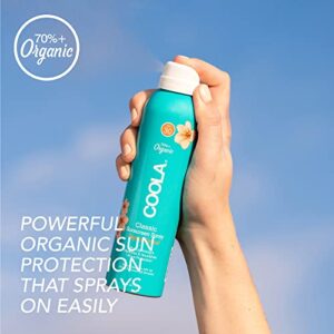 COOLA Organic Sunscreen SPF 30 Sunblock Spray, Dermatologist Tested Skin Care for Daily Protection, Vegan and Gluten Free, Tropical Coconut, 6 Fl Oz