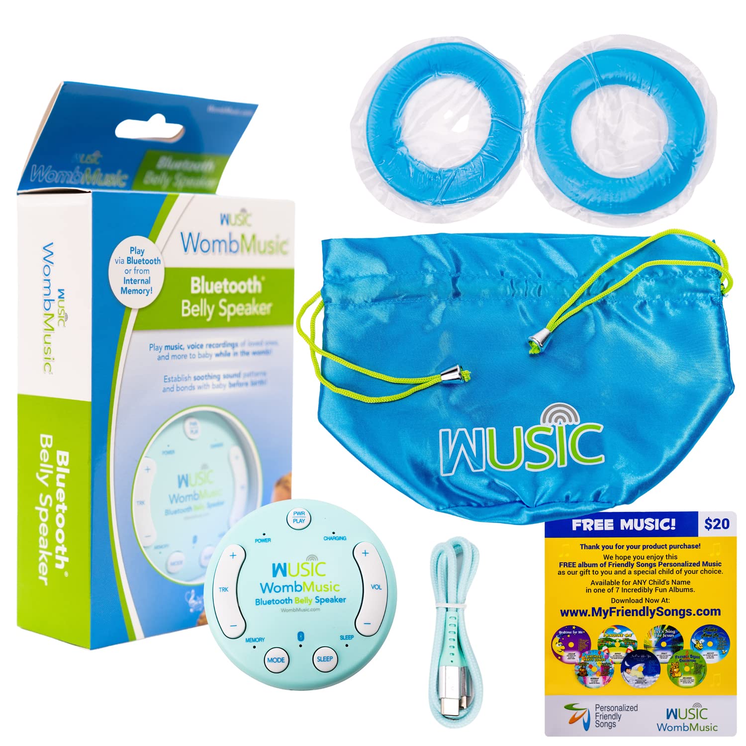 Wusic Premium Pregnancy Pack - Get The Womb Music Bluetooth Baby Belly Speaker and Baby Heartbeat Monitor in This Great Combo prenatal Pregnancy Gift Package.