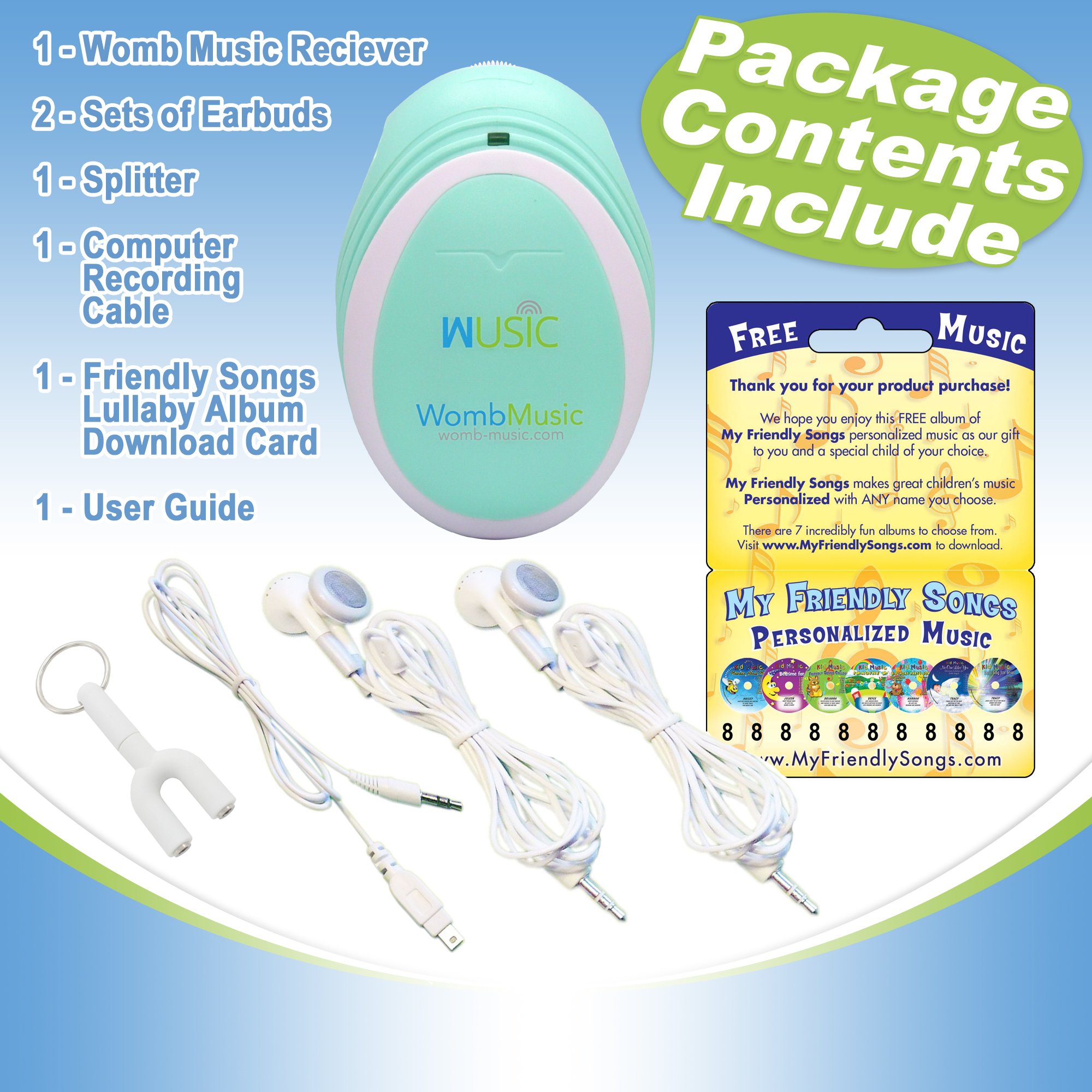 Wusic Premium Pregnancy Pack - Get The Womb Music Bluetooth Baby Belly Speaker and Baby Heartbeat Monitor in This Great Combo prenatal Pregnancy Gift Package.