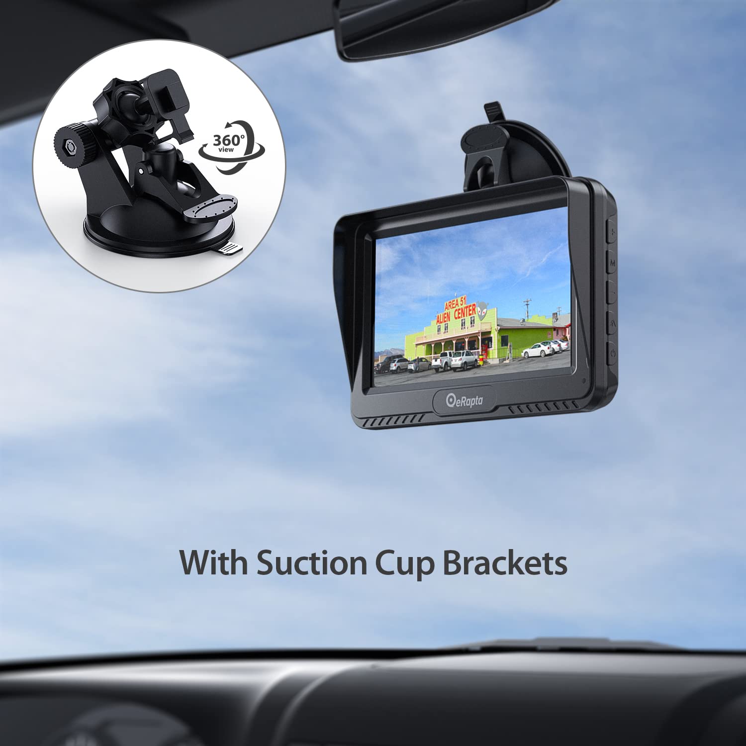 eRapta Backup Camera 4.3''HD 1080P Front Rear View Monitor kit IP69 Waterproof Night Vision DIY Grid Lines for Car Trucks RVs Tractors Bus Semi-Trailers Pickup A43