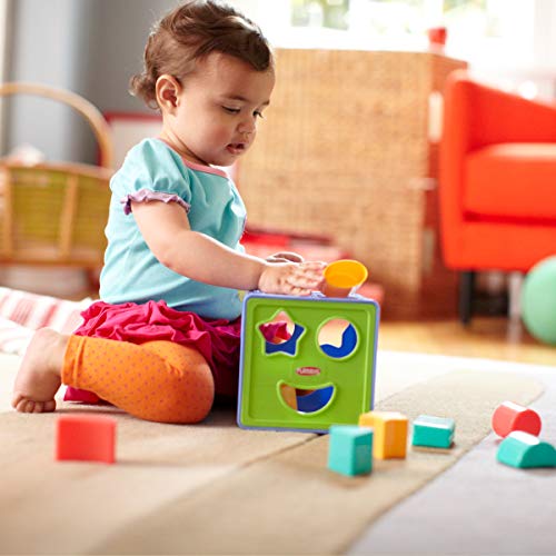 Playskool Form Fitter Shape Sorter Matching Activity Cube Toy with 9 Shapes for Toddlers and Kids 18 Months and Up (Amazon Exclusive)