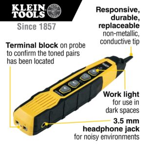 Klein Tools VDV500-123 Wire Tracer Tracing Probe with LED Work Light for Ethernet, Internet, Telephone, Speaker, Coax, Video, and Data Cables RJ45, RJ11, RJ12