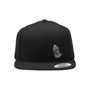 snapback flat bill left side panel christian hands praying b embroidery hats for men & women acrylic black