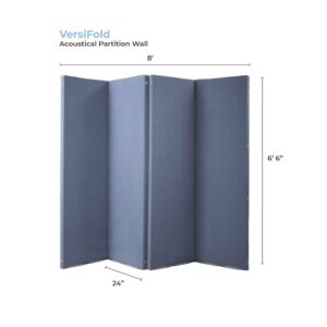 Versare VersaFold Acoustical Room Divider - Folding Partition Panel Sound Reducing Screen | Office Divider | Blue 8 x 6.6