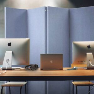 Versare VersaFold Acoustical Room Divider - Folding Partition Panel Sound Reducing Screen | Office Divider | Blue 8 x 6.6