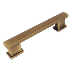 cosmas 10 pack 702-5bab brushed antique brass contemporary cabinet hardware handle pull - 5" inch (128mm) hole centers