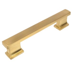 cosmas 10 pack 702-5bb brushed brass contemporary cabinet hardware handle pull - 5" inch (128mm) hole centers