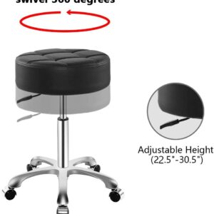 Rolling Adjustable Stool for Work Medical Tattoo Salon Office,Heavy Duty Esthetician Hydraulic Chair Stool with Wheels (Black)