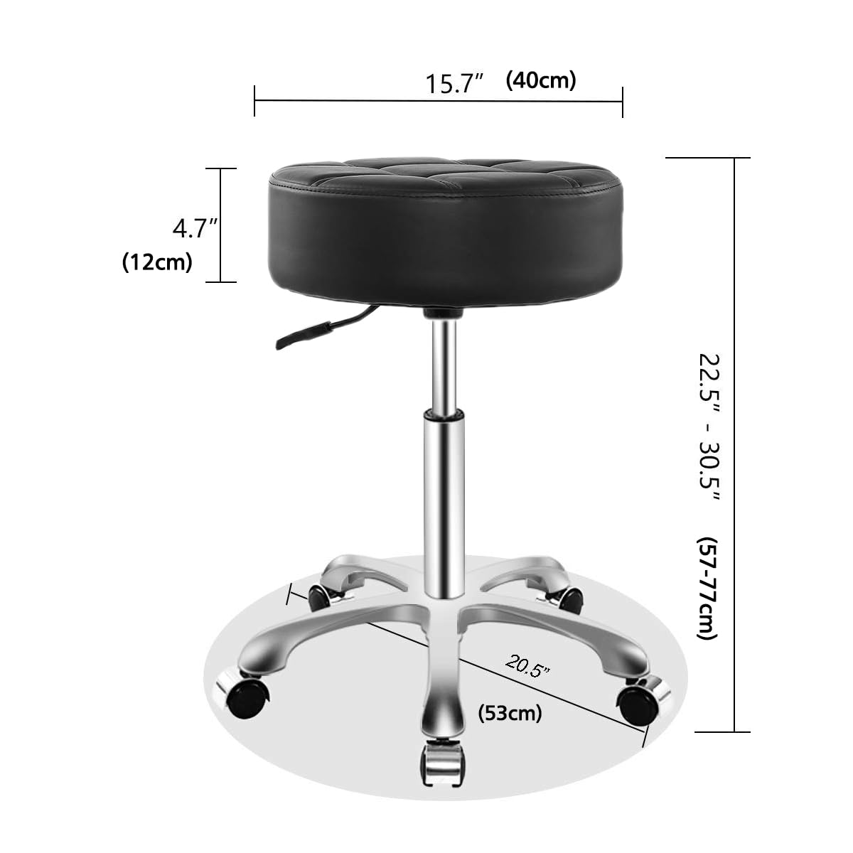 Rolling Adjustable Stool for Work Medical Tattoo Salon Office,Heavy Duty Esthetician Hydraulic Chair Stool with Wheels (Black)