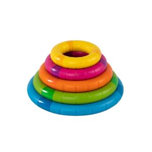 fat brain toys tinker rings - set of 5 magnetic stacking & tactile rings, ages 2+