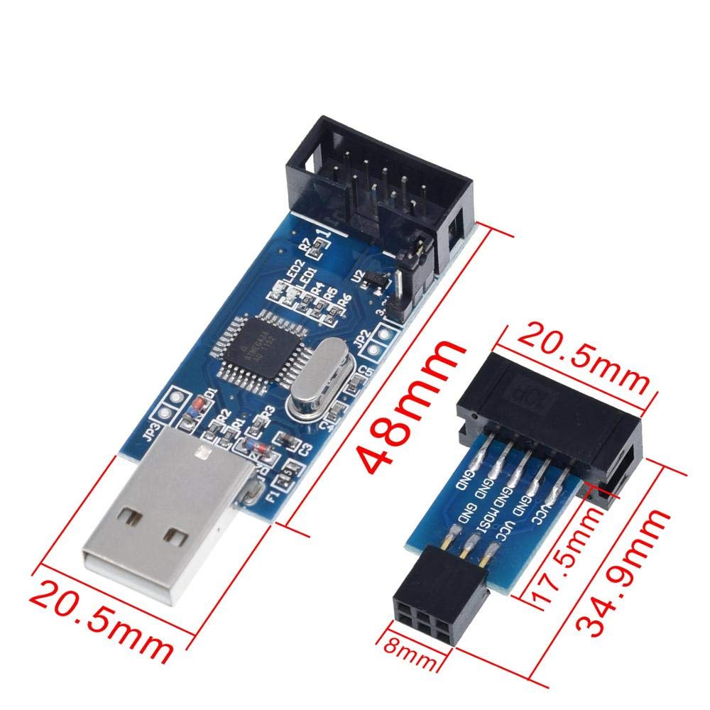 USBasp Programmer Downloader Bootloader Flashing Kit for 51 AVR USB ISP ASP Microcontroller Compatible with Ender 3 Pro cr10 CR-10 3D Printer