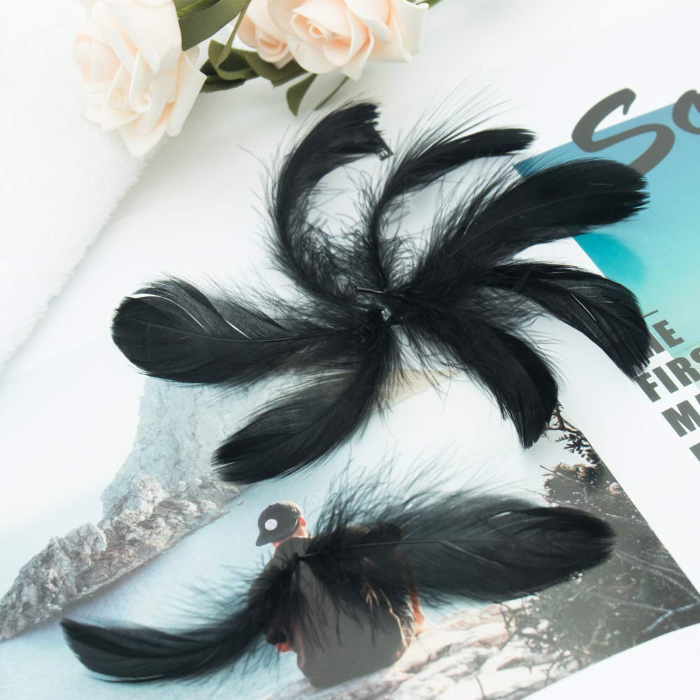 HaiMay 450 Pieces Black Feathers for Craft Wedding Home Party Decorations, 3-5 Inches Black Craft Feathers