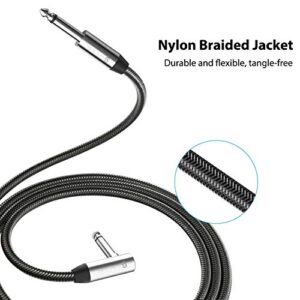 Syncwire Professional Guitar Lead 3M/9.8ft, 6.35mm 1/4" Right Angled Jack Nylon Braided Guitar Instrument Cable for Electric Guitar, Bass, Amp, Keyboard, Mandolin, Mixing Desks - STR/ANG - Black