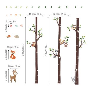 decalmile Large Birch Tree and Forest Animal Wall Decals Owl Squirrel Deer Wall Stickers Baby Nursery Kids Bedroom Living Room Wall Decor (H: 69 Inches)