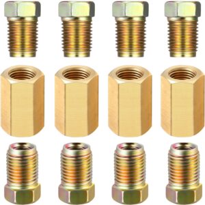 frienda 12 pieces 3/8 inch-24 threads brake line fittings assortment for 3/16 inch tube (4 unions, 8 nuts)