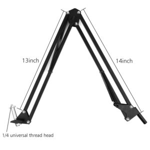 ChromLives Overhead Video Stand Phone Holder Articulating Arm Phone Mount Table Top Scissor Boom Arm Articulating Phone Stand Tablet Phone Holder for Streaming Phone Baking Crafting