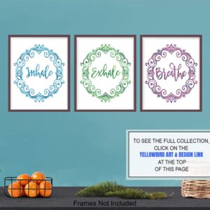 Inhale Exhale Wall Art - Inspirational Zen Wall Decor Picture Print Set - 8x10 Spiritual Home Decoration for Meditation Room, Yoga Studio, Office - Motivational Gift for Buddhist, Buddha, New Age Fans