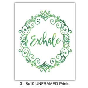 Inhale Exhale Wall Art - Inspirational Zen Wall Decor Picture Print Set - 8x10 Spiritual Home Decoration for Meditation Room, Yoga Studio, Office - Motivational Gift for Buddhist, Buddha, New Age Fans