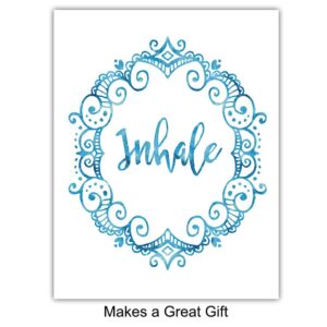 Inhale Exhale Wall Art - Inspirational Zen Wall Decor Picture Print Set - 8x10 Spiritual Home Decoration for Meditation Room, Yoga Studio, Office - Motivational Gift for Buddhist, Buddha, New Age Fans