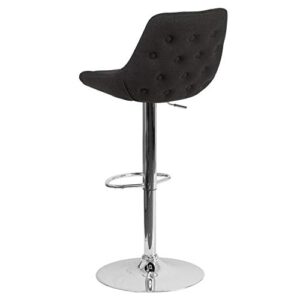 Flash Furniture Elijah Contemporary Black Fabric Adjustable Height Barstool with Chrome Base