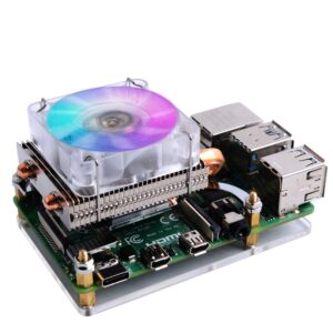 geeekpi pwm fan for raspberry pi 4, low-profile cpu cooler with rgb cooling fan for raspberry pi, aluminum heatsink for raspberry pi 4 model b & raspberry pi 3b+ & raspberry pi 3 model b (silver)