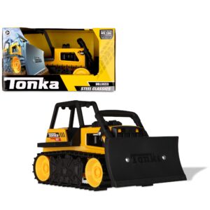 tonka steel classics - bulldozer - made with steel & sturdy plastic, yellow friction powered toy construction truck, ages 3+ boys and girls, kids, toddlers, christmas birthday gifts