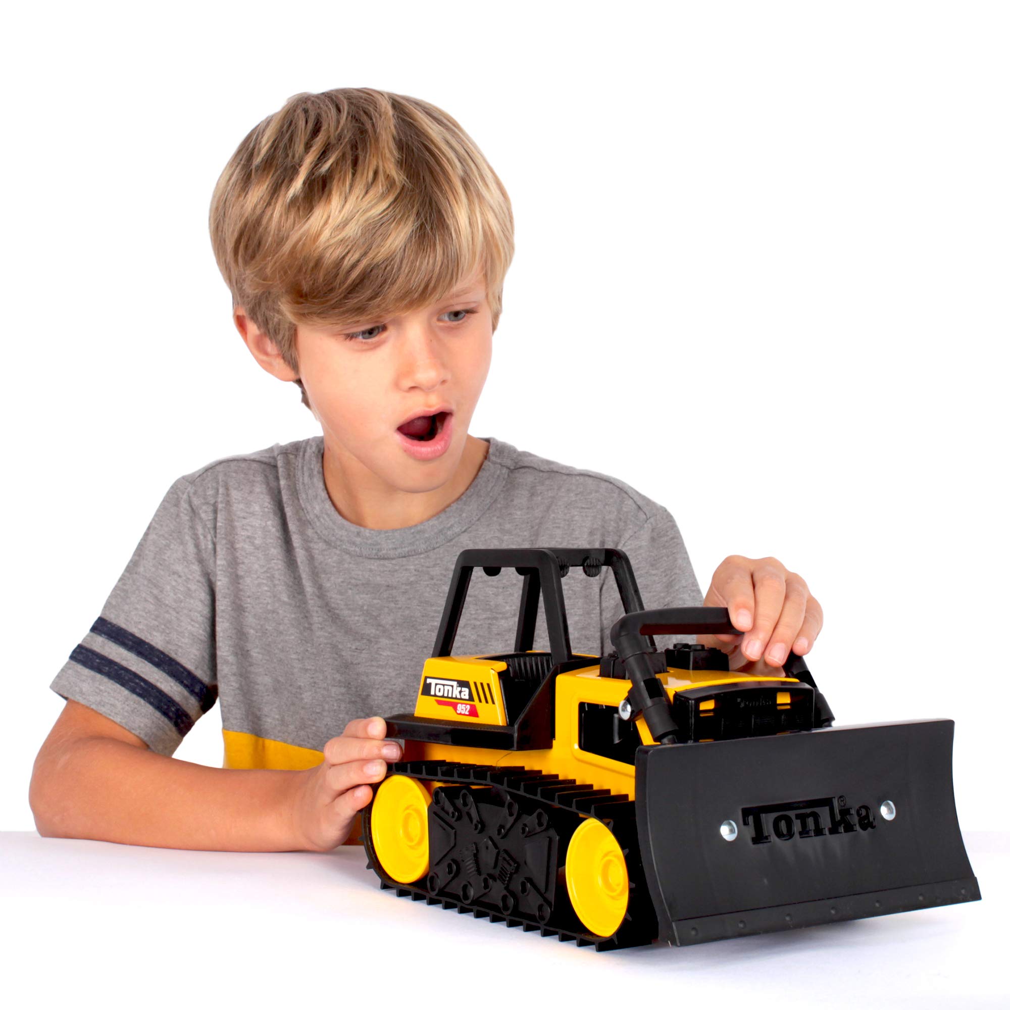 Tonka Steel Classics - Bulldozer - Made with Steel & Sturdy Plastic, Yellow Friction Powered Toy Construction Truck, Ages 3+ Boys and Girls, Kids, Toddlers, Christmas Birthday Gifts