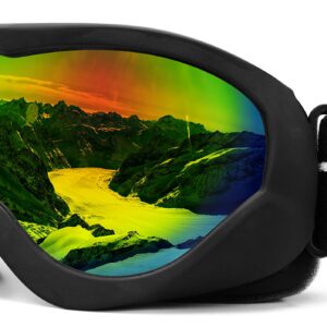 TurnWay OTG Ski/Snowboard Goggles - 100% UV Protection, Anti-Scratch & Anti-Fog, Snow Goggles for Youth & Kids