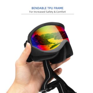 TurnWay OTG Ski/Snowboard Goggles - 100% UV Protection, Anti-Scratch & Anti-Fog, Snow Goggles for Youth & Kids