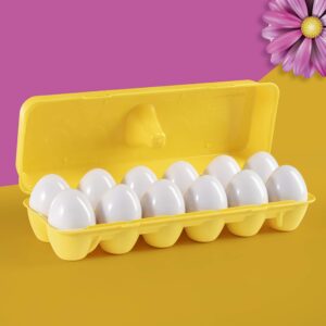 PREXTEX Find and Match Number Matching Easter Eggs with Yellow Holder - Matching Toy Eggs for Toddlers - STEM Toys Educational for Kids and Toddlers Montessori Toy Numbers, Shapes, and Colors