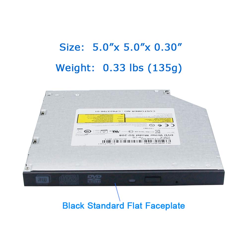 New Dual Layer 8X DVD+-RW DL DVD-RAM Writer 24X CD-RW Burner, Model SU-208 SU208 SU-208GB 208BB 208AB 208FB 208CB, Laptop Internal CD DVD Player 9.5mm Slim Tray-Loading SATA Optical Drive Replacement