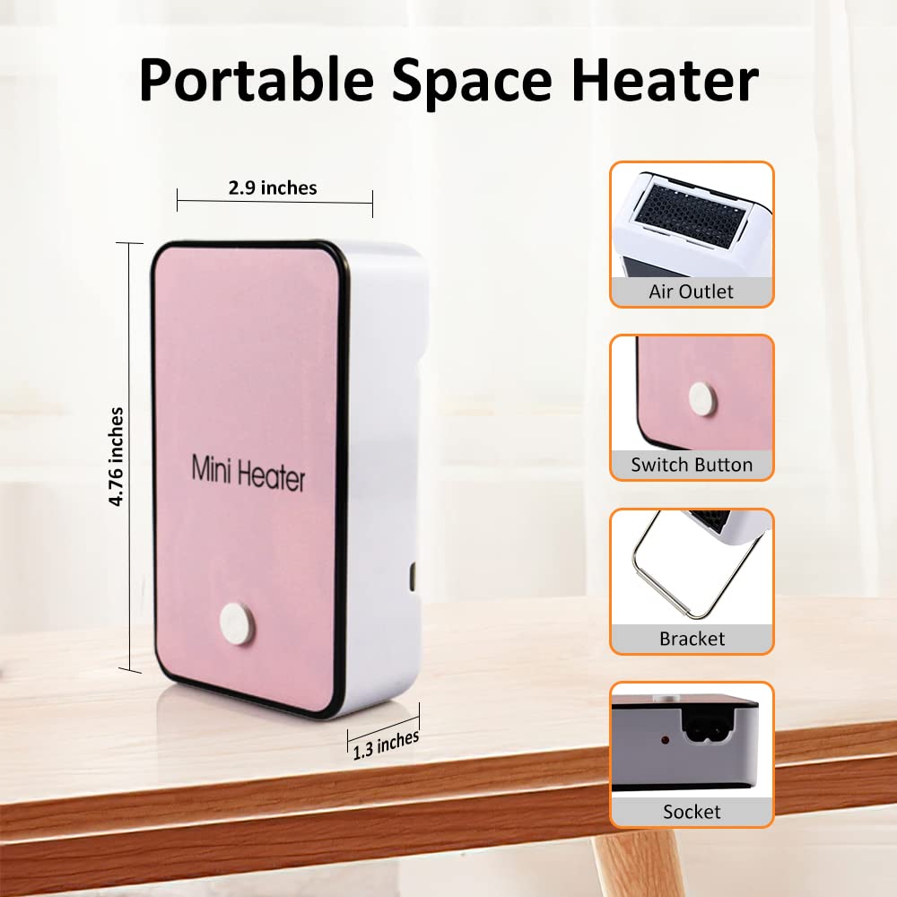 Personal Space Heater UCAN Portable Mini Electric Space Air Warmer for Room Office Desktop Pink