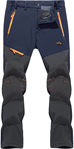 TACVASEN Men's Waterproof Pants Winter Pants Fleece Lined Pants Snow Pants Warm Pants Outdoor Pants Hiking Pants Navy