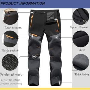 TACVASEN Men's Waterproof Pants Winter Pants Fleece Lined Pants Snow Pants Warm Pants Outdoor Pants Hiking Pants Navy