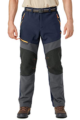 TACVASEN Men's Waterproof Pants Winter Pants Fleece Lined Pants Snow Pants Warm Pants Outdoor Pants Hiking Pants Navy