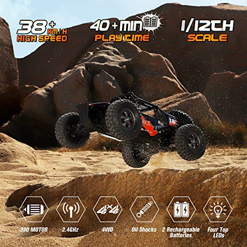 HAIBOXING Remote Control Car,1:12 Scale 4x4 RC Cars Protector 38+ KM/H Speed, 2.4G All-Terrain Off-Road Truck Toy Gifts for Boys and Adults Included Two Rechargeable Batteries Provide 40+ Min Playtime