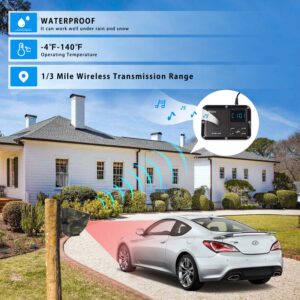 Solar Driveway Alarm Wireless Outside 1800ft Range, Outdoor Motion Sensor & Detector Driveway Alert System with Rechargeable Battery/Weatherproof/Mute Mode (1&4-Camouflage)