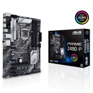 ASUS Prime Z490-P LGA 1200 (Intel® 10th Gen) ATX Motherboard (Dual M.2, DDR4 4600, 1 Gb Ethernet, USB 3.2 Gen 2 USB Type-A®, Thunderbolt™ 3 Support, Aura Sync RGB)