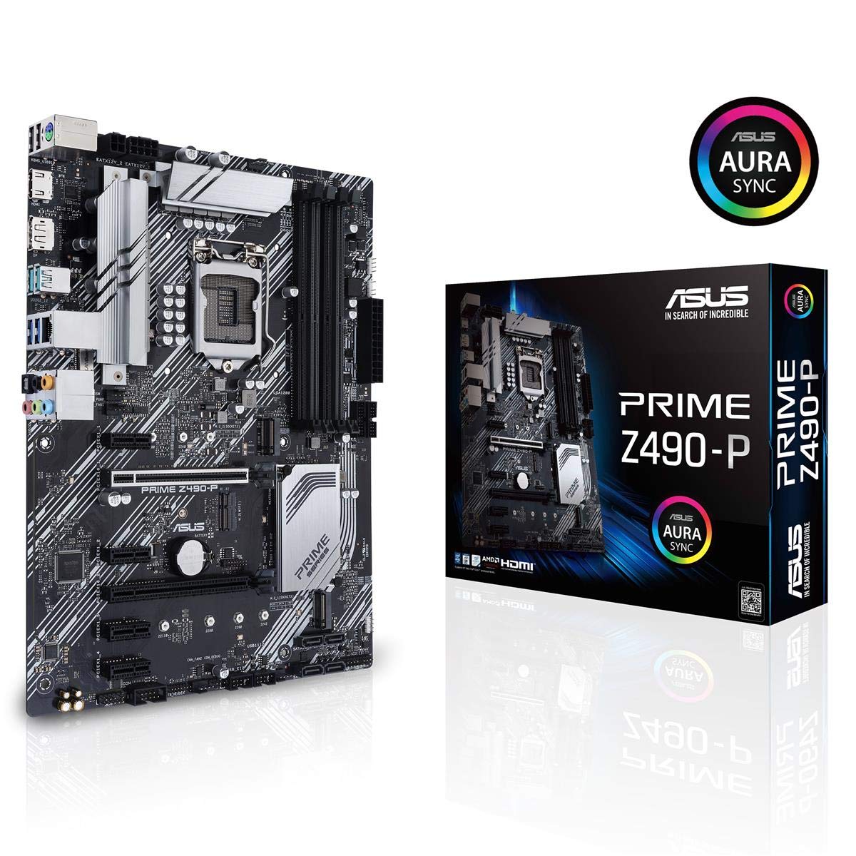 ASUS Prime Z490-P LGA 1200 (Intel® 10th Gen) ATX Motherboard (Dual M.2, DDR4 4600, 1 Gb Ethernet, USB 3.2 Gen 2 USB Type-A®, Thunderbolt™ 3 Support, Aura Sync RGB)