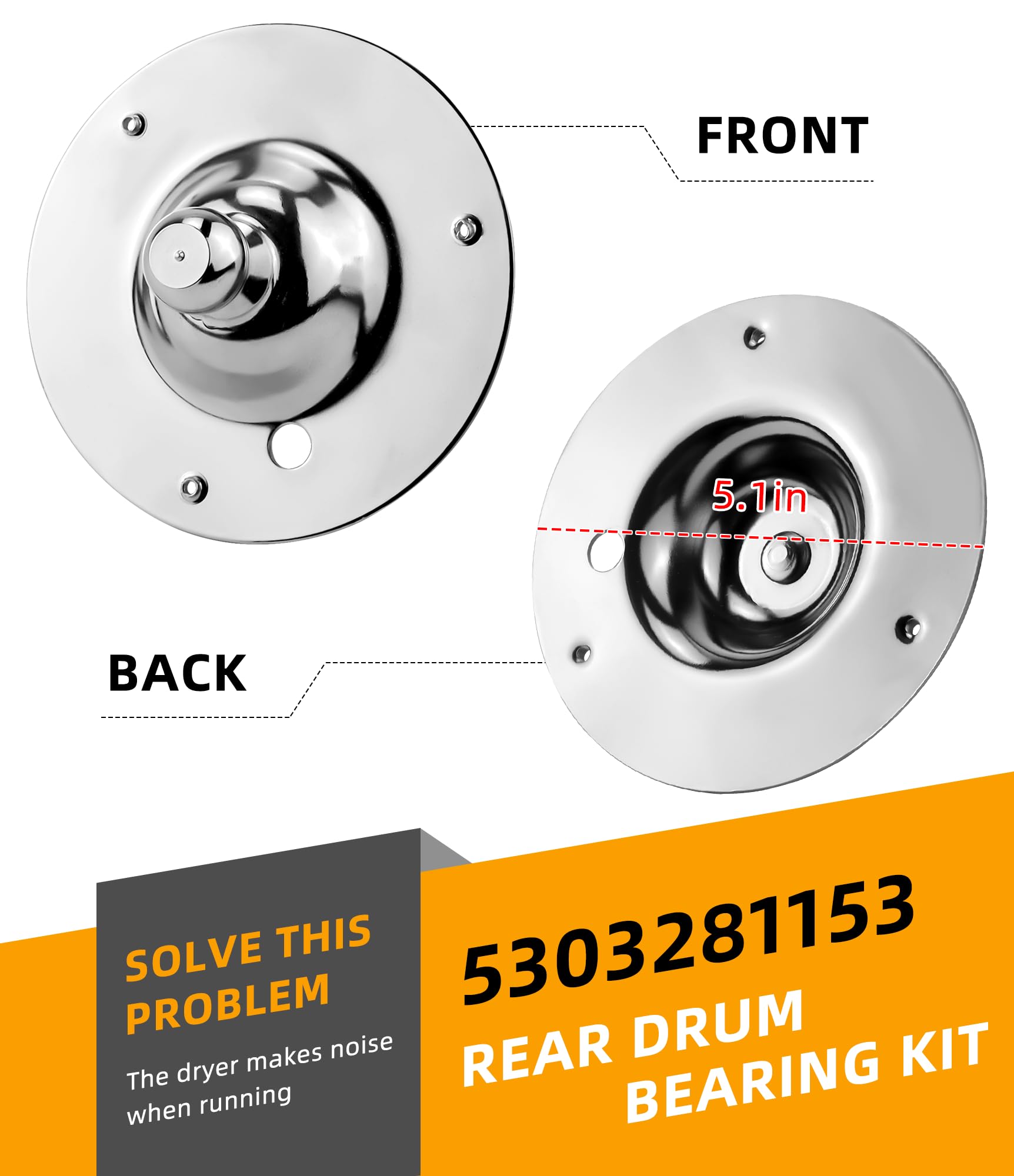 AMI PARTS Upgraded 5303281153 & 134503600 Dryer Drum Bearing Kit Compatible with Frigidaire & Kenmore Dryers - Replaces AP2142648 PS1148434 PS459829 134163400 - Buy with Confidence