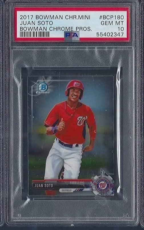 PSA 10 JUAN SOTO ROOKIE CARD 2017 BOWMAN CHROME MINI GRADED PSA GEM MINT 10 YANKEES SUPERSTAR PLAYER