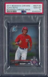 psa 10 juan soto rookie card 2017 bowman chrome mini graded psa gem mint 10 yankees superstar player