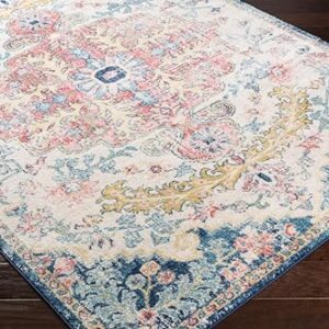 Livabliss Odelia Vintage Bohemian Area Rug,5'3" x 7'3",Garnet/Navy