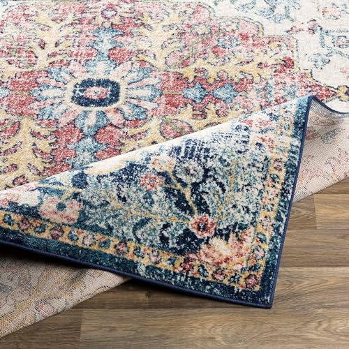 Livabliss Odelia Vintage Bohemian Area Rug,5'3" x 7'3",Garnet/Navy