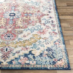 Livabliss Odelia Vintage Bohemian Area Rug,5'3" x 7'3",Garnet/Navy