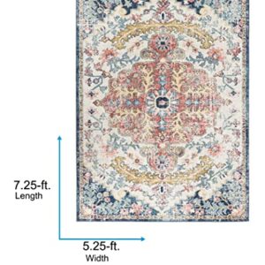 Livabliss Odelia Vintage Bohemian Area Rug,5'3" x 7'3",Garnet/Navy