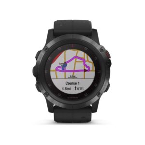 Garmin fēnix 5X Plus, Ultimate Multisport GPS Smartwatch, Features Color Topo Maps and Pulse Ox, Heart Rate Monitoring, Music and Pay, Black with Black Band (Renewed)